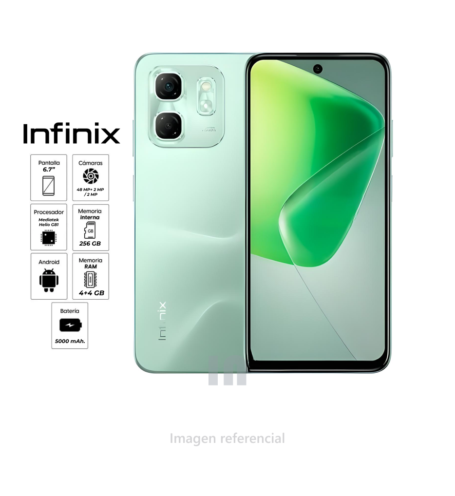 Celular Infinix HOT 50i, pantalla HD+ de 6,7", procesador Helio G81, 4 ...